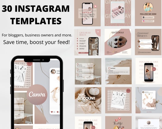 30 Instagram Post Template Social Media Template Beige | Etsy