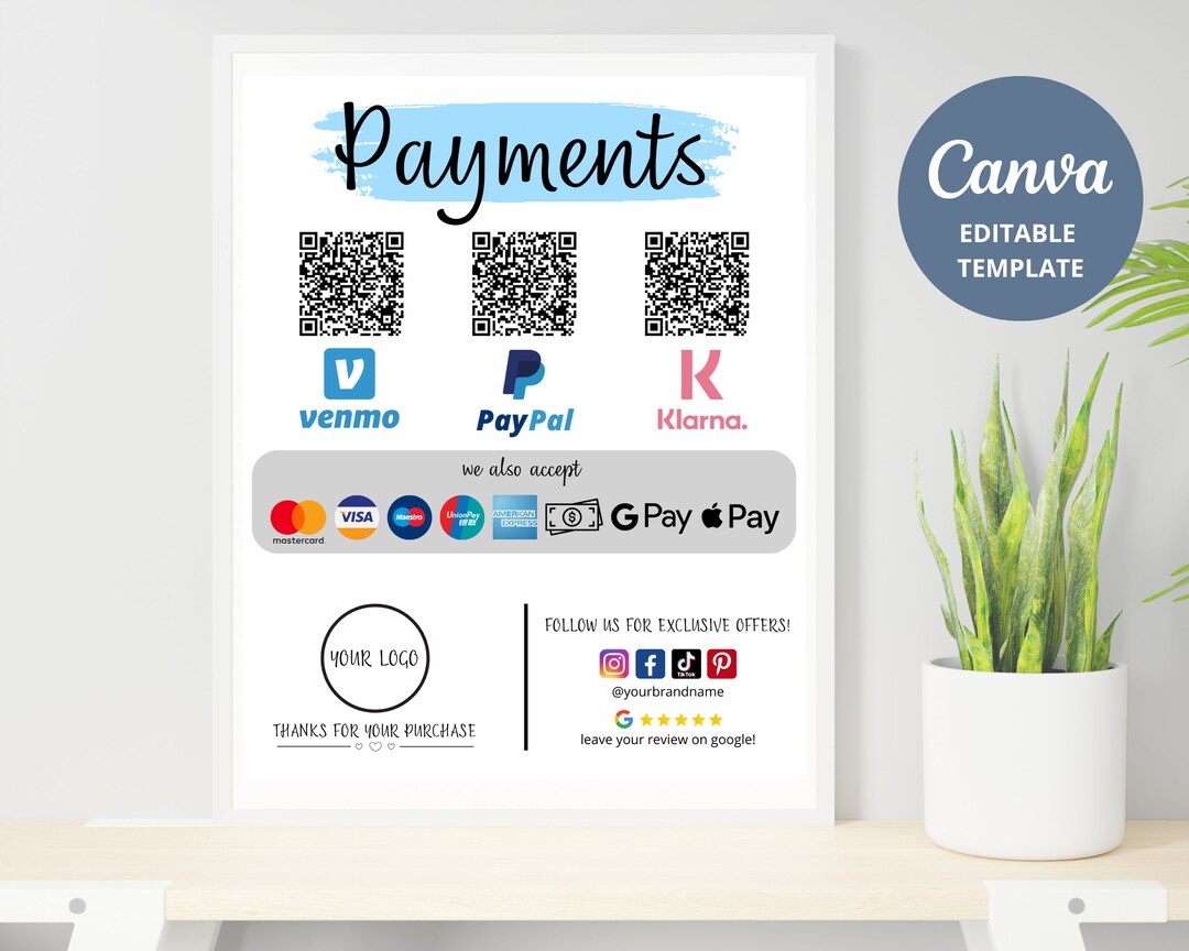 Lightblue Editable Scan to Pay Template, QR Payment Sign Template ...