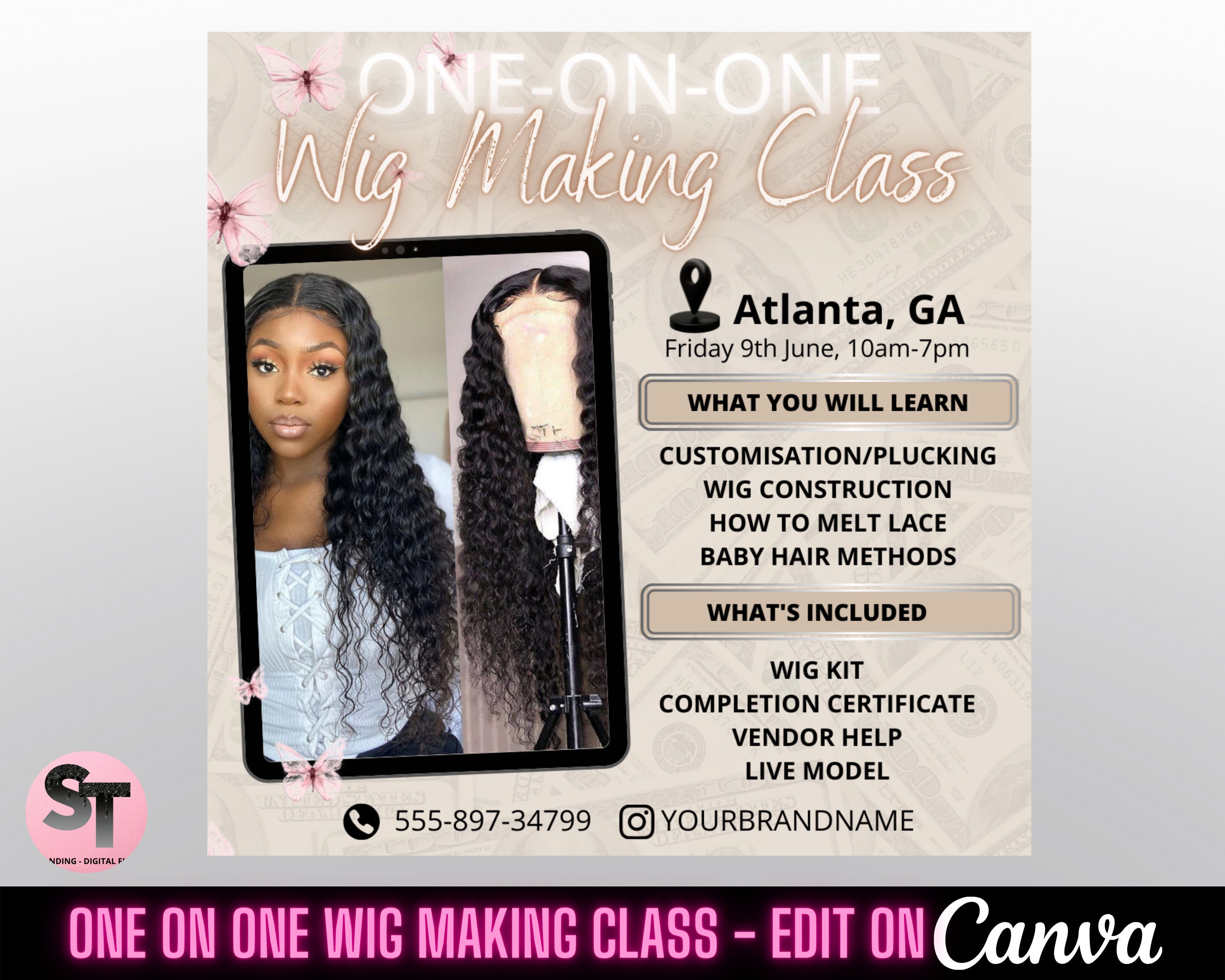 Editable Wig Class Template, DIY Wig Class Flyer, Wig Training Flyer ...