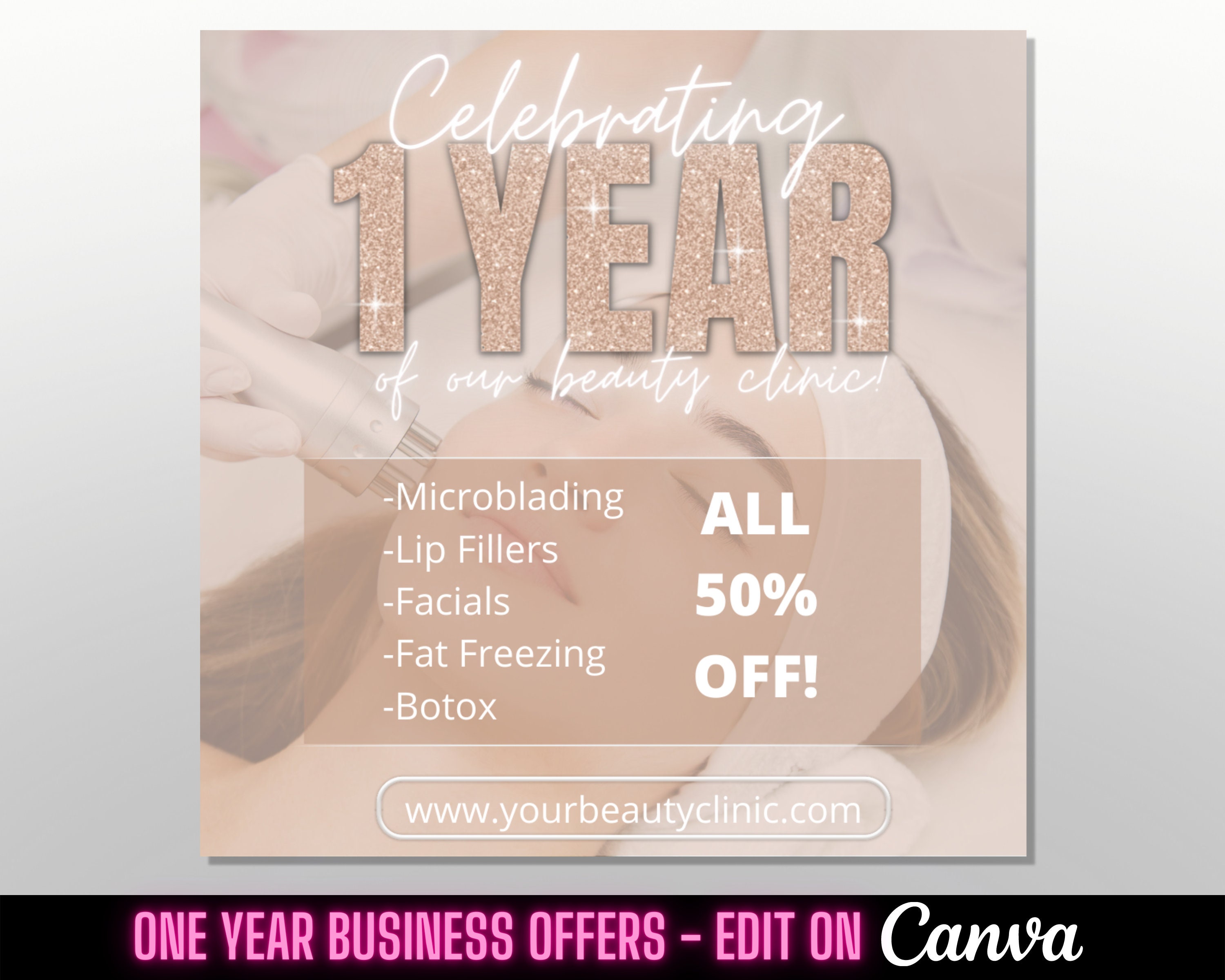 Anniversary Flyer, One Year Business Flyer, Sale Flyer, Beauty Clinic ...