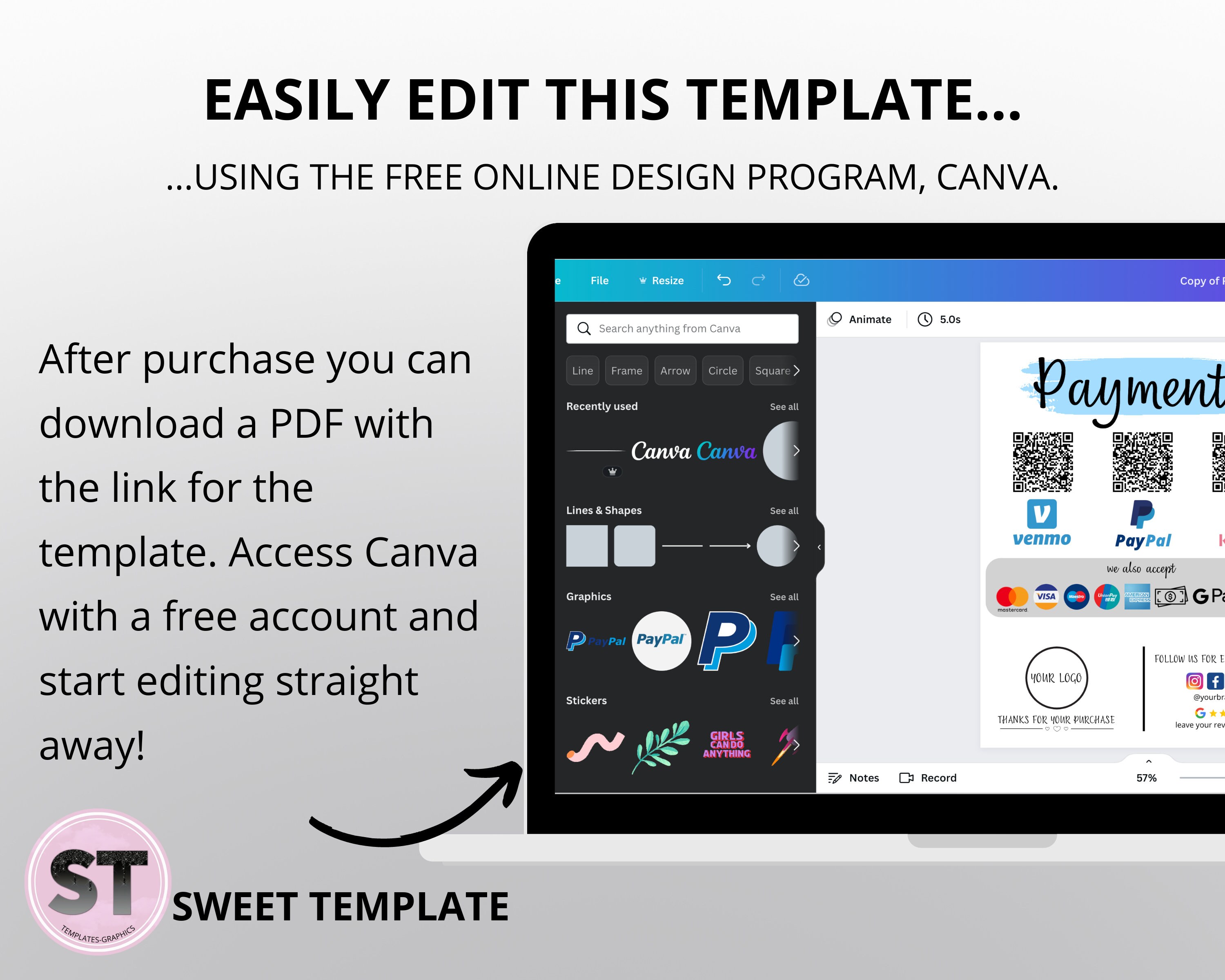 Lightblue Editable Scan to Pay Template, QR Payment Sign Template ...
