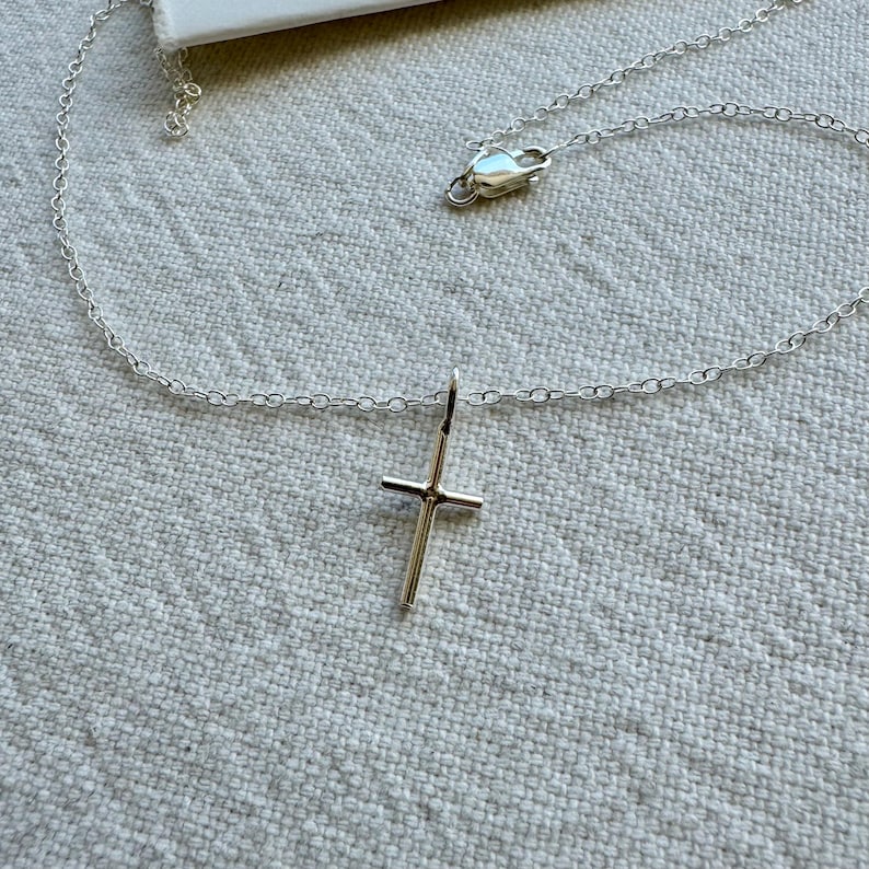 Sterling Silver Small Simple Cross - Etsy