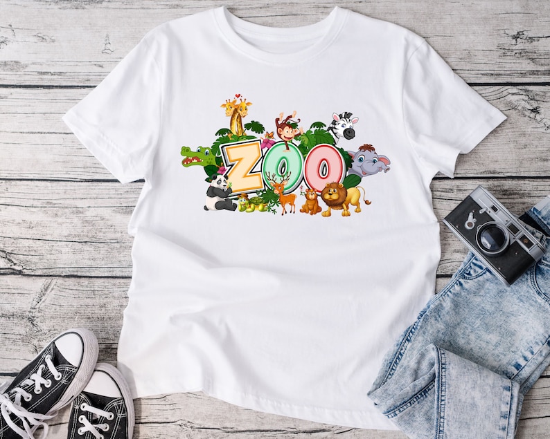 Graphic Kids Zoo Shirt Fun Zoo Animals Colorful Tee Safari Playful Zoo ...