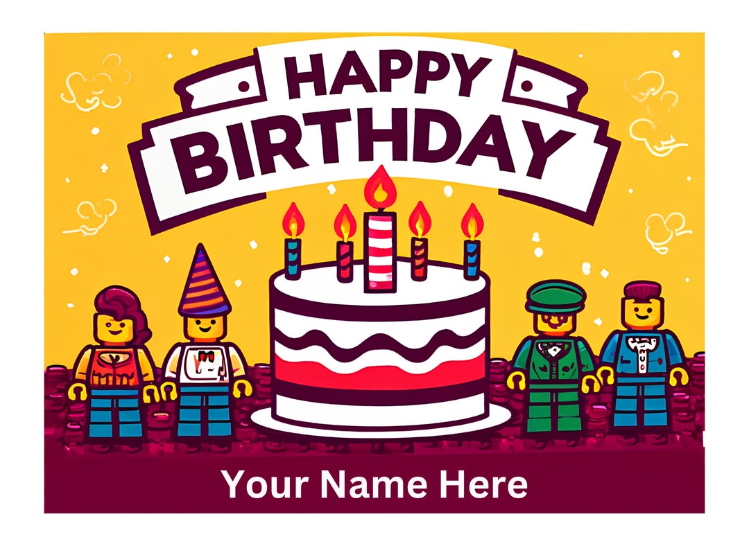 Personalized LEGO Birthday Card Delivery, Custom LEGO Card, LEGO Gift ...