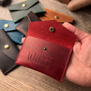 Engraved Coin Pouch, Personalized Leather Mini Purse, Small Card Holder ...