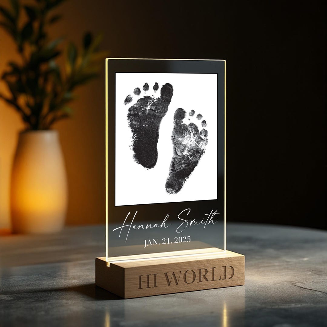 Personalized Baby Foot Print Sign, Acrylic Toddler Footprint, Custom ...
