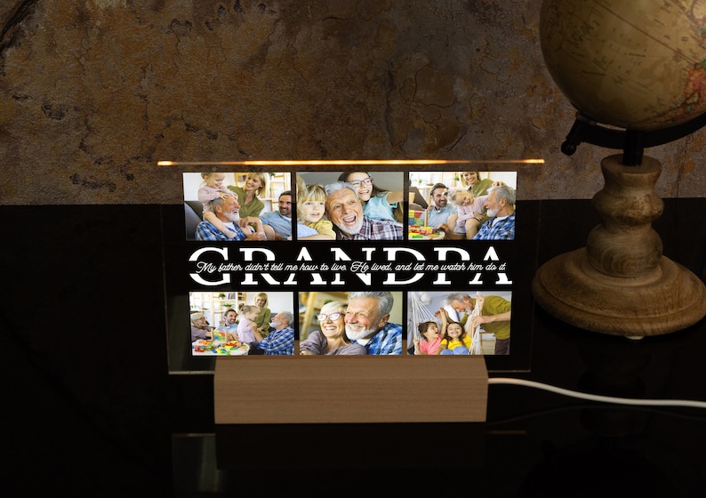 Grandpa Collage Picture Frame, Personalized Text Photo Collage Stand ...