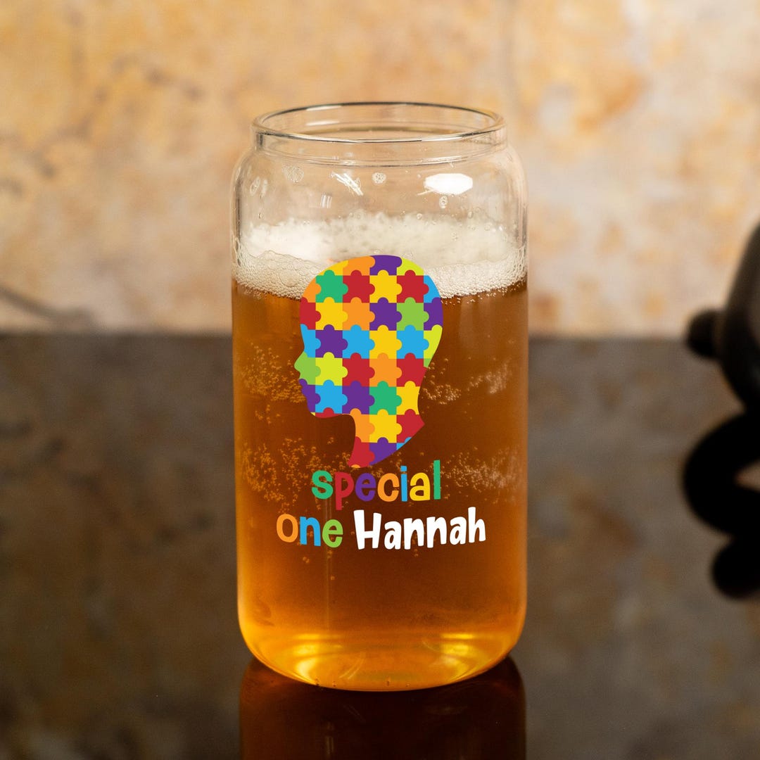 Autistic Name Glass Cup, Personalized Autism Gifts, Special One Glass ...