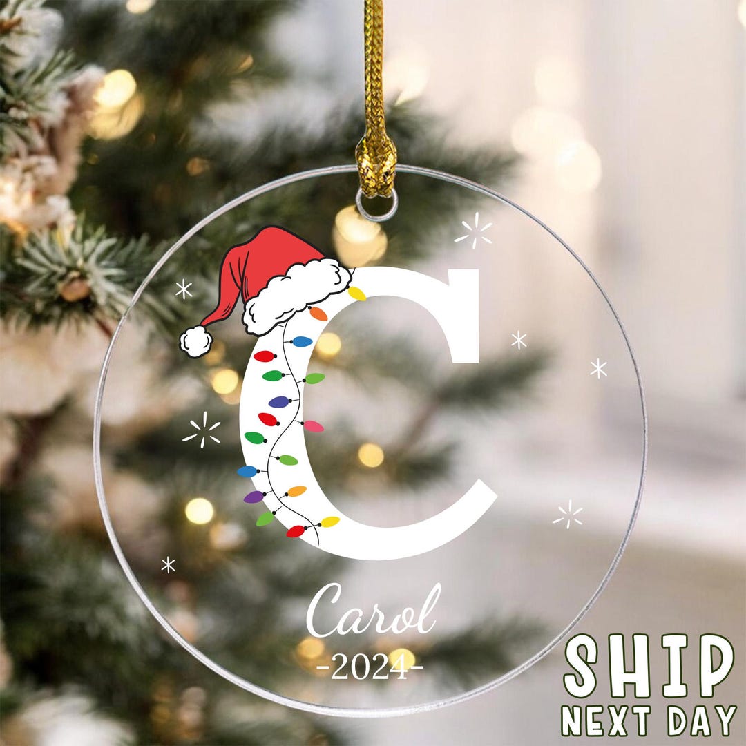 Custom Initial Christmas Ornament, Personalized Monogram Ornament ...