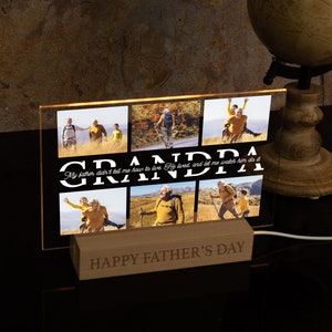 Grandpa Collage Picture Frame, Personalized Text Photo Collage Stand ...