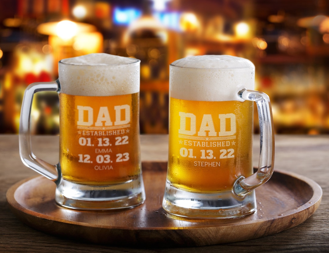Engraved Dad Beer Stein, Custom 16oz Beer Mugs, Fathers Day Gifts, Kids ...