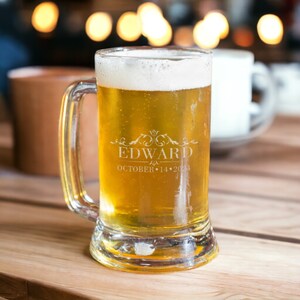 Personalized Beer Mug, Custom Engraved Beer Glass, Fathers Day Gift ...