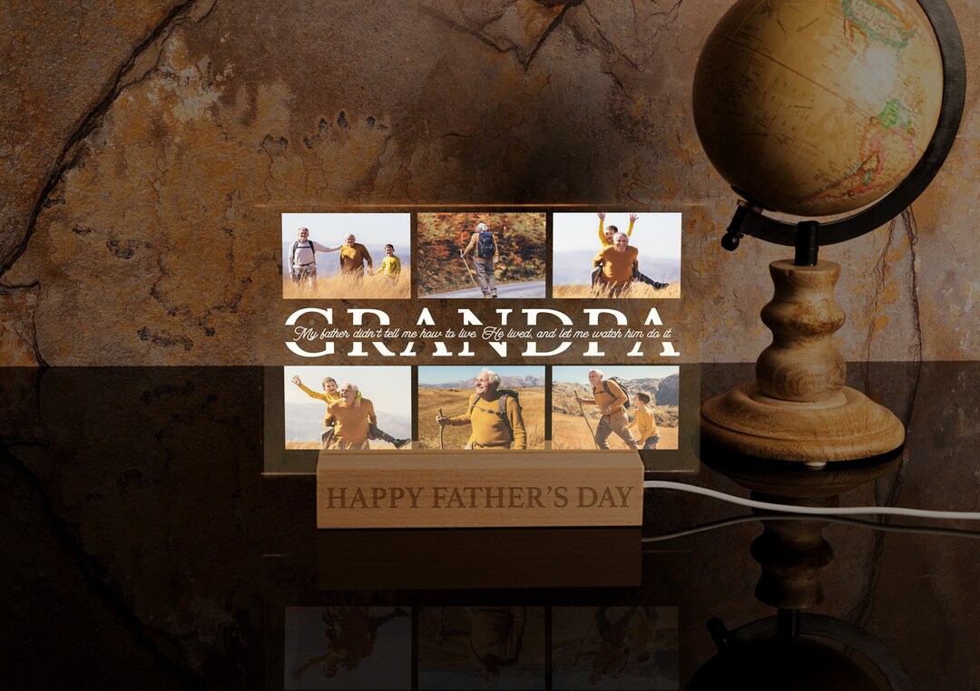 Grandpa Collage Picture Frame, Personalized Text Photo Collage Stand ...