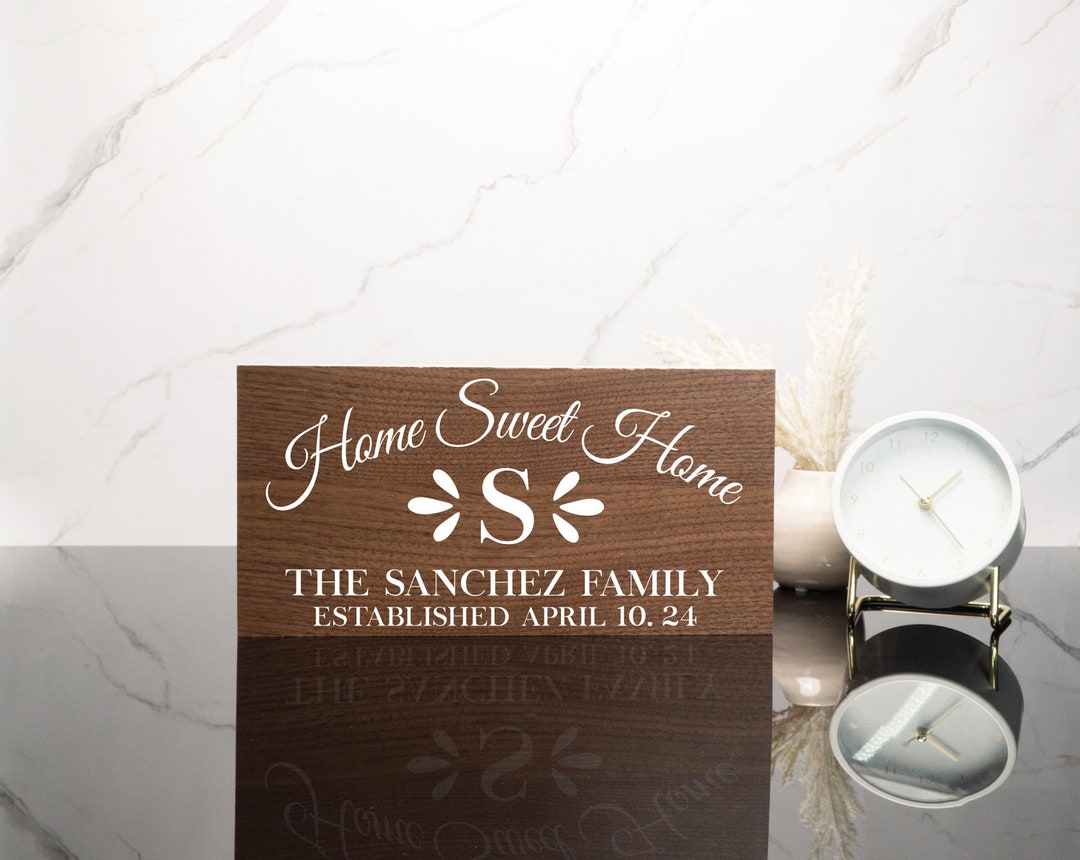 New Home Gift Sign, Personalized Wall Sign, Family Initial and ...