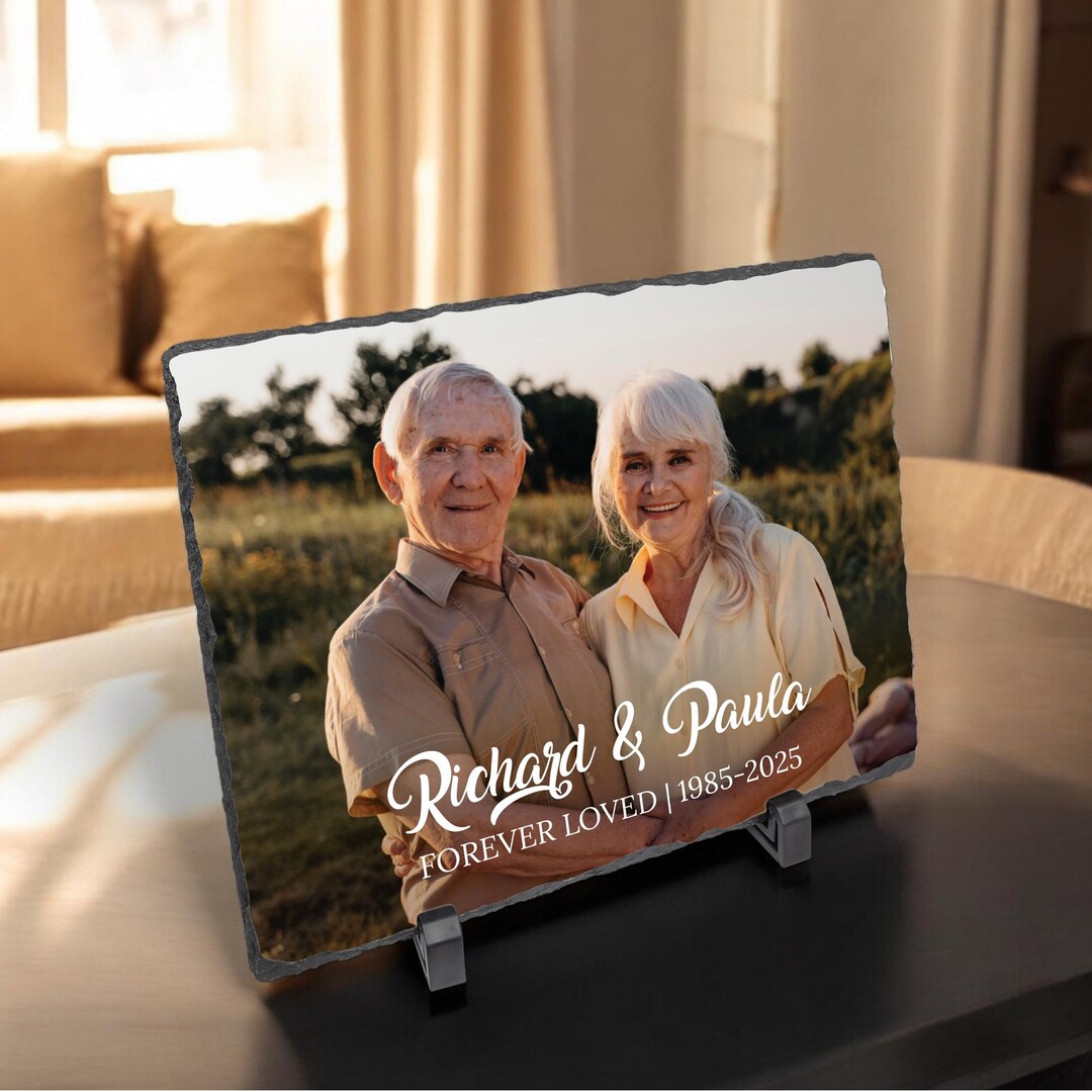 Personalized Anniversary Stone Slates, Couple Photo Display, Custom ...