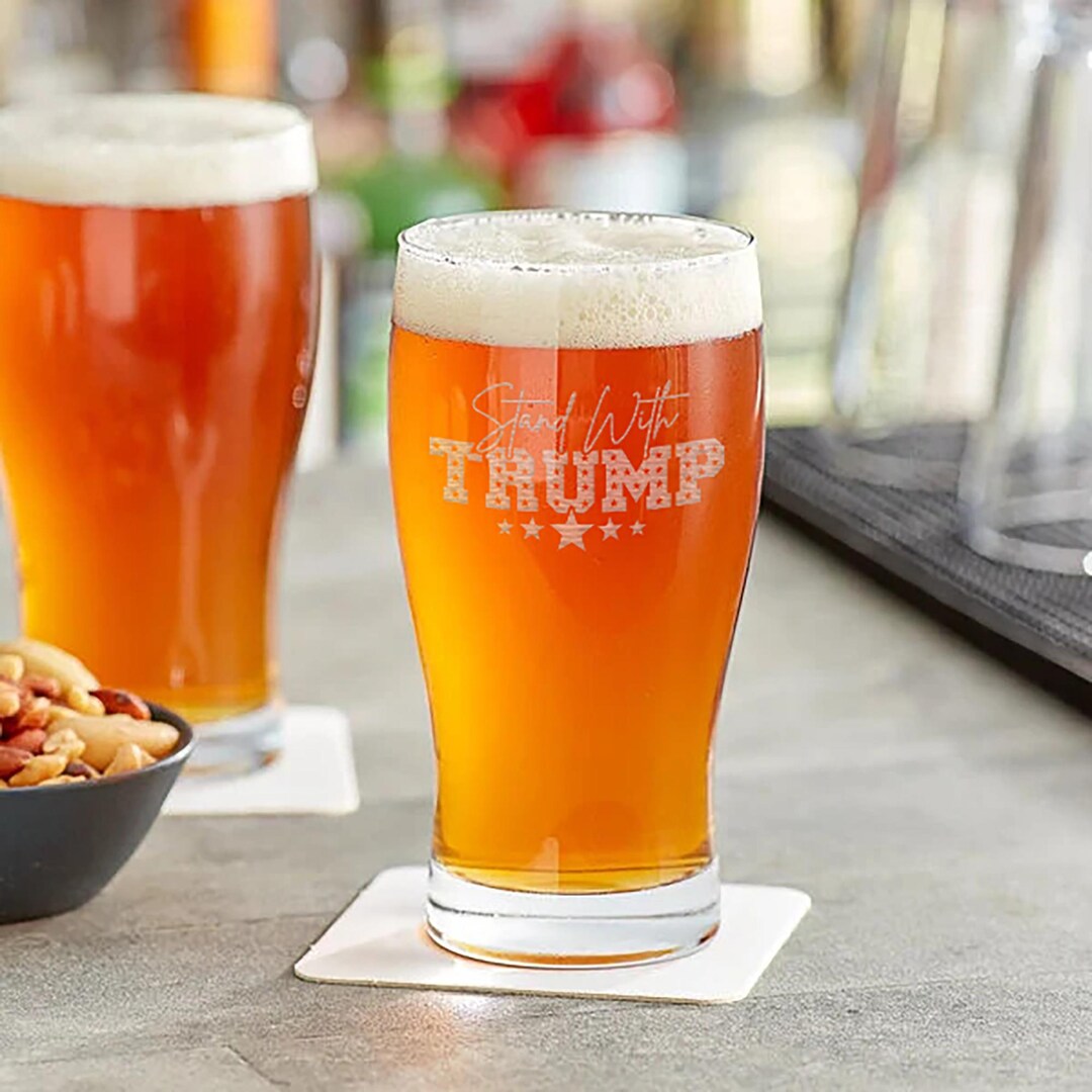 Stand With Trump Beer Glass, Trump 2024 Election, Gift for Republican ...