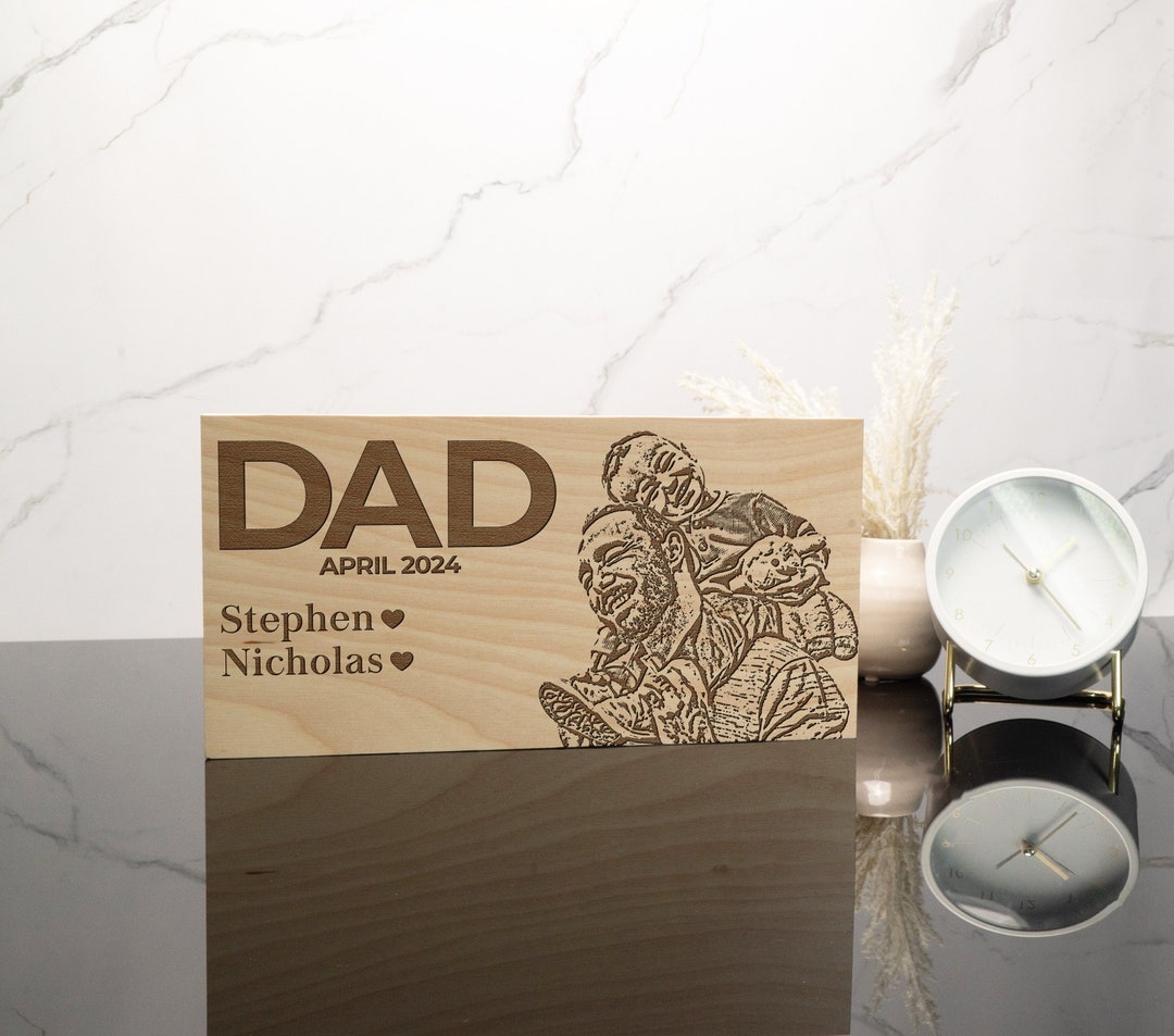 Engraved Dad Photo Sign, Custom Fathers Day Gifts, Family Picture Wood ...