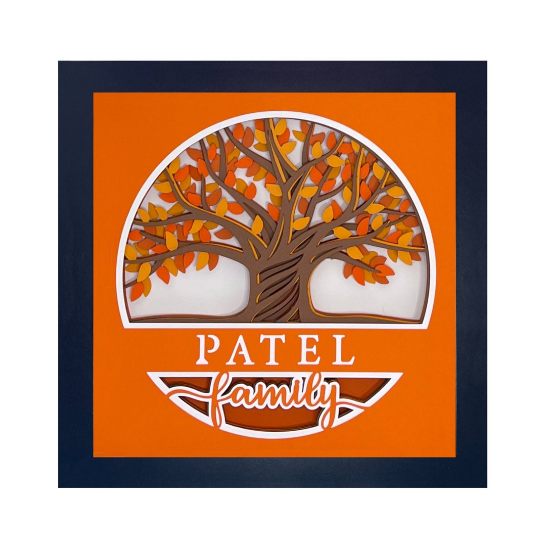 Autumn/fall Themed Family Tree Framed Shadowbox Personalized Surname ...