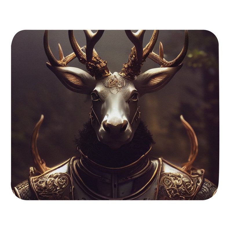 Stag Knight Fantasy Warrior Mouse Pad Etsy