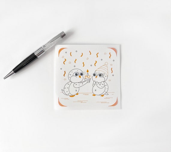 Blank Thank You Card Penguin Googly Eye Cards Funny Wiggle - Etsy