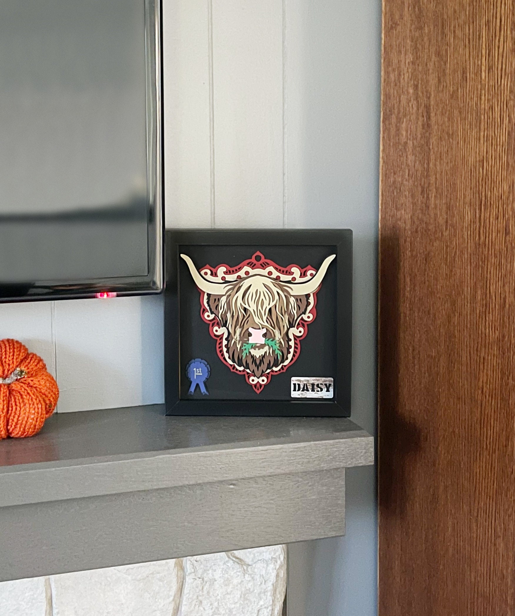 Personalized Blue Ribbon First in Show Highland Cow Shadowbox Framed ...