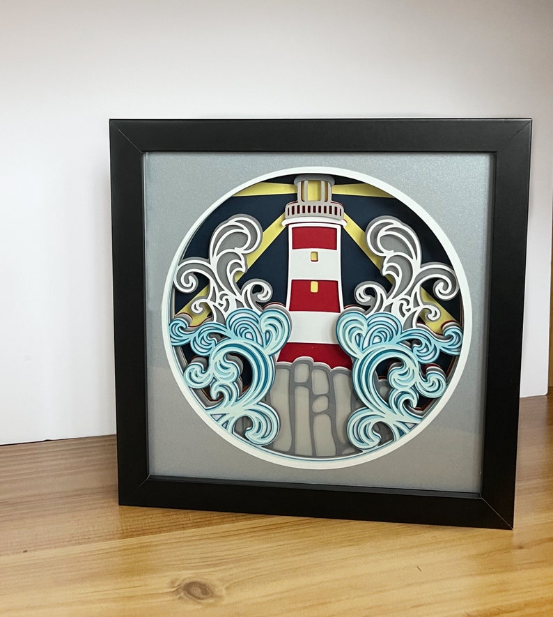 Lighthouse Maritime Shadowbox Framed Art 3D Layered Art East - Etsy