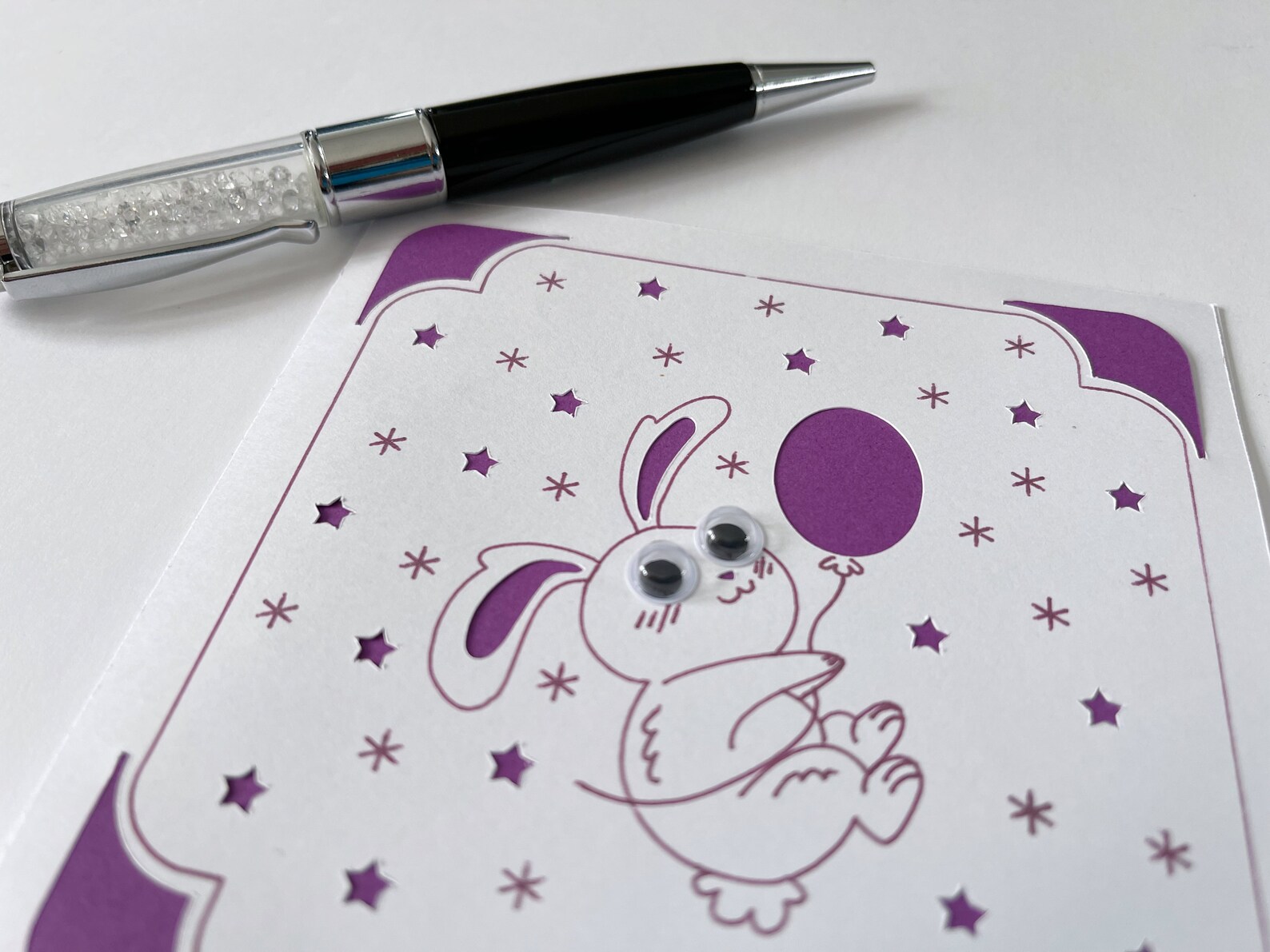 Blank Thank You Card Rabbit With Balloon Googly Eye Cards - Etsy