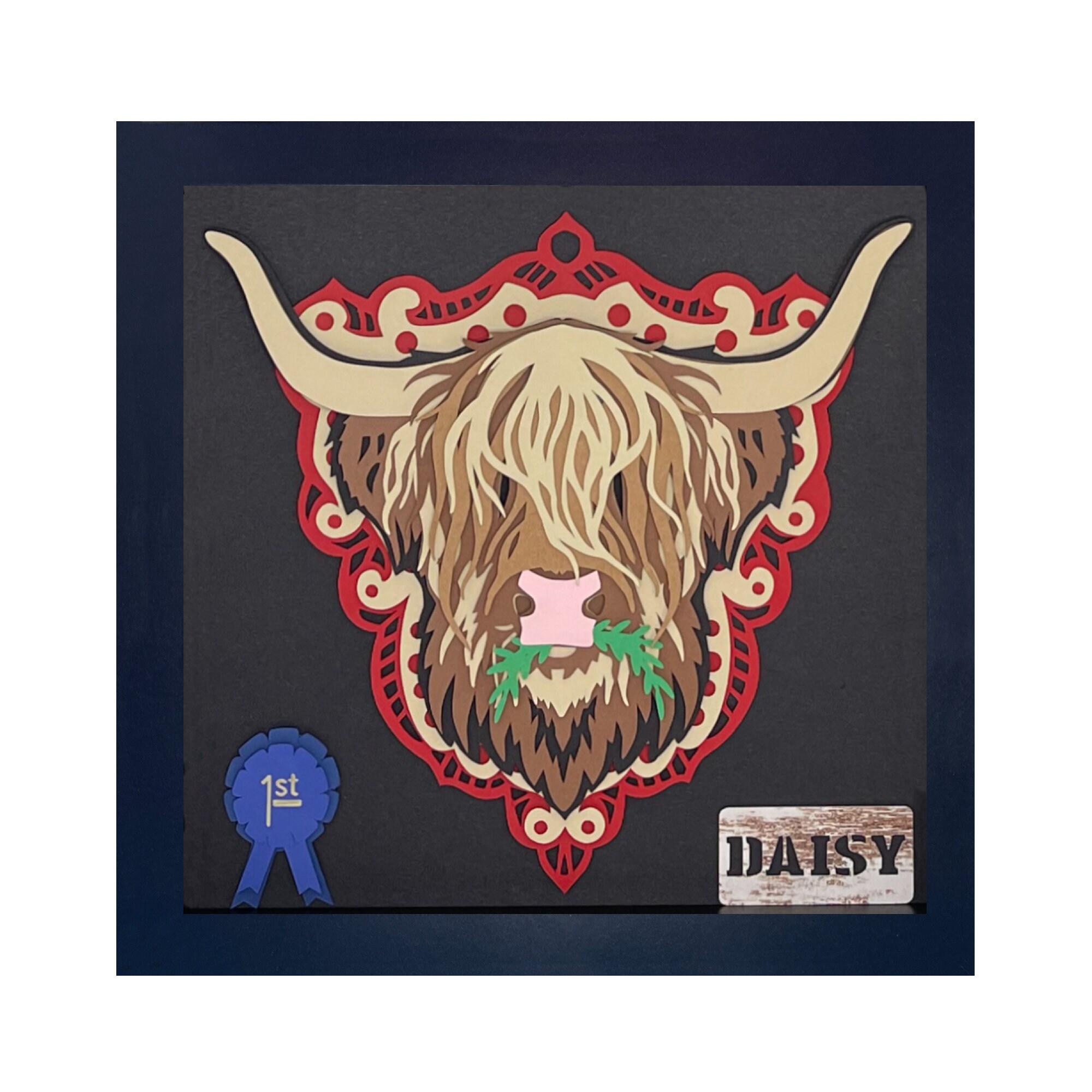 Personalized Blue Ribbon First in Show Highland Cow Shadowbox Framed ...