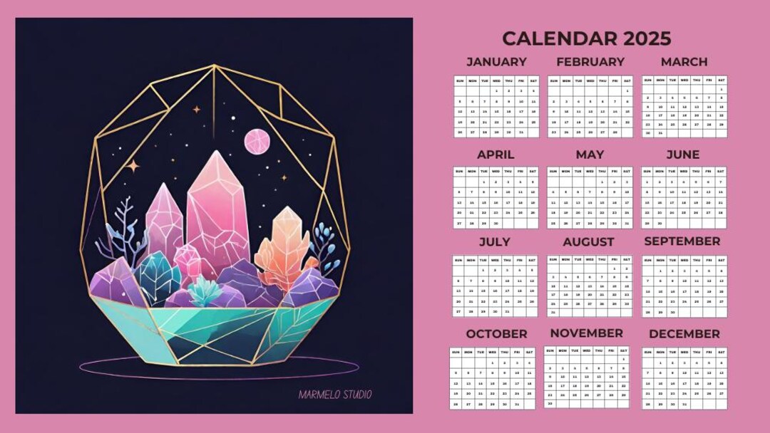 2025 Calendar Digital Download - Crystal Terrarium - Etsy
