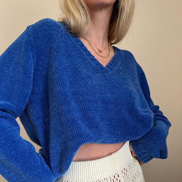 Blue Knit Sweater - Etsy