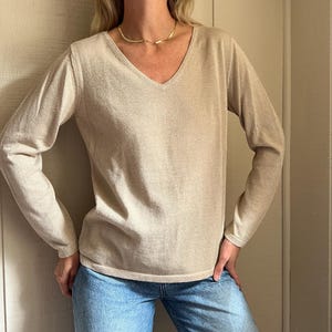 Chicos Metallic Thread V-neck Knit, Gold V-neck Sweater, Y2K Metallic ...
