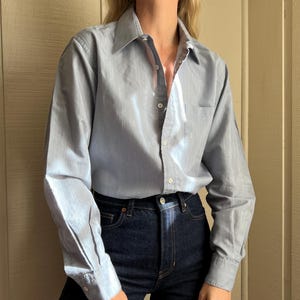 Vtg YSL Logo Monogram Oxford, YSL Silver Gray Button Down Shirt, YSL ...