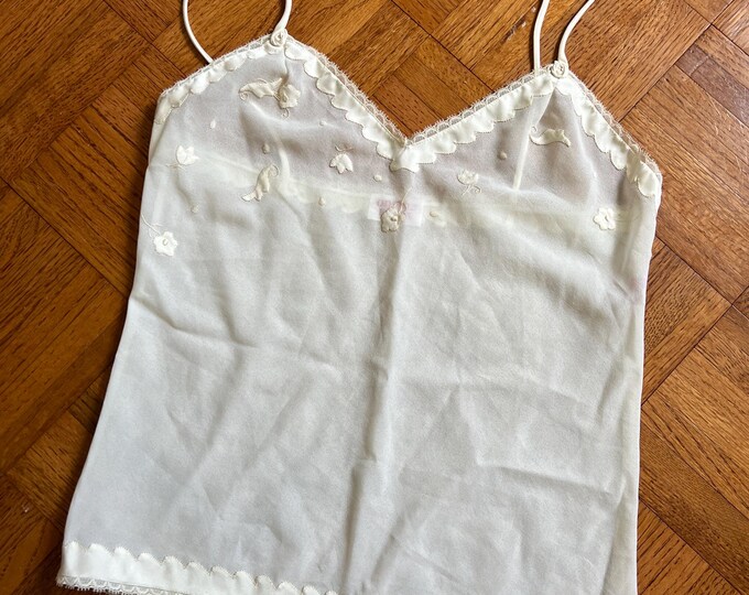 Vtg 70s Sheer Silk Tank, Vintage White Silk Top, Feminine Lingerie Top ...