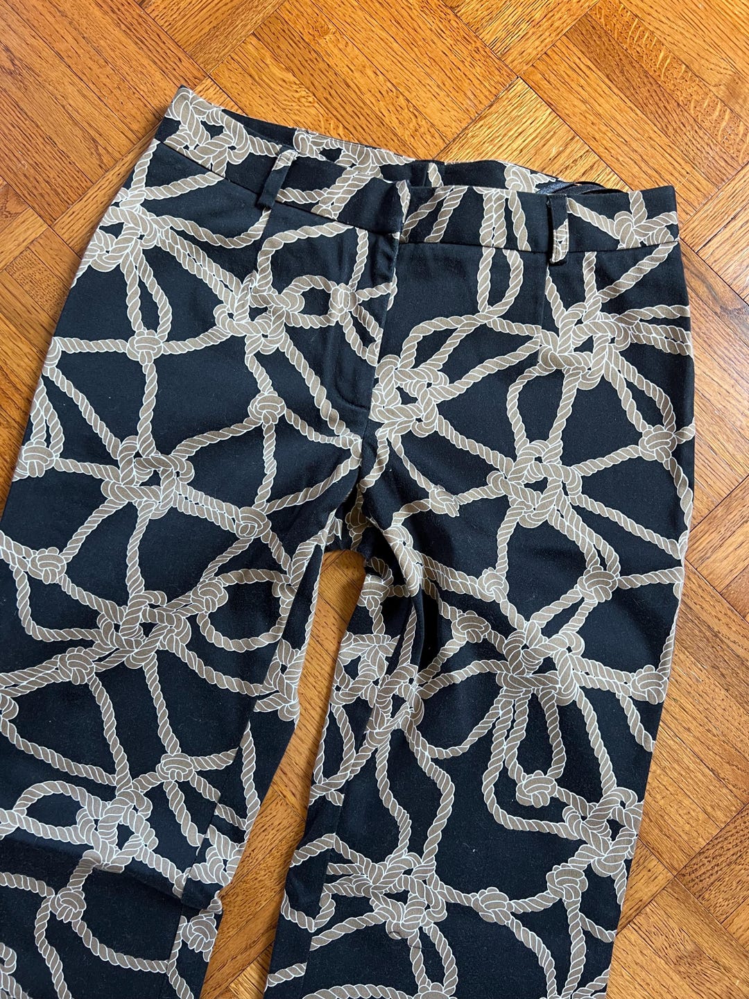 Vtg 90s Rope Print Trouser Pant, Vintage 90s Black Cotton Blend Pant ...