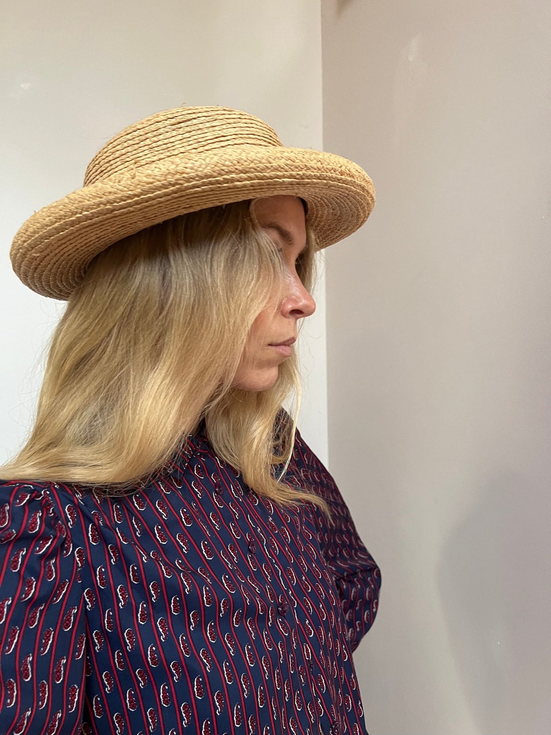 Vtg Talbots Straw Hat, Vintage 90s Boater Hat, Classic Rolled Brim ...