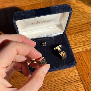 Vtg GIVENCHY Dice Cuff Links and Tie Clip, Vintage Gold-tone Dice Cuff ...