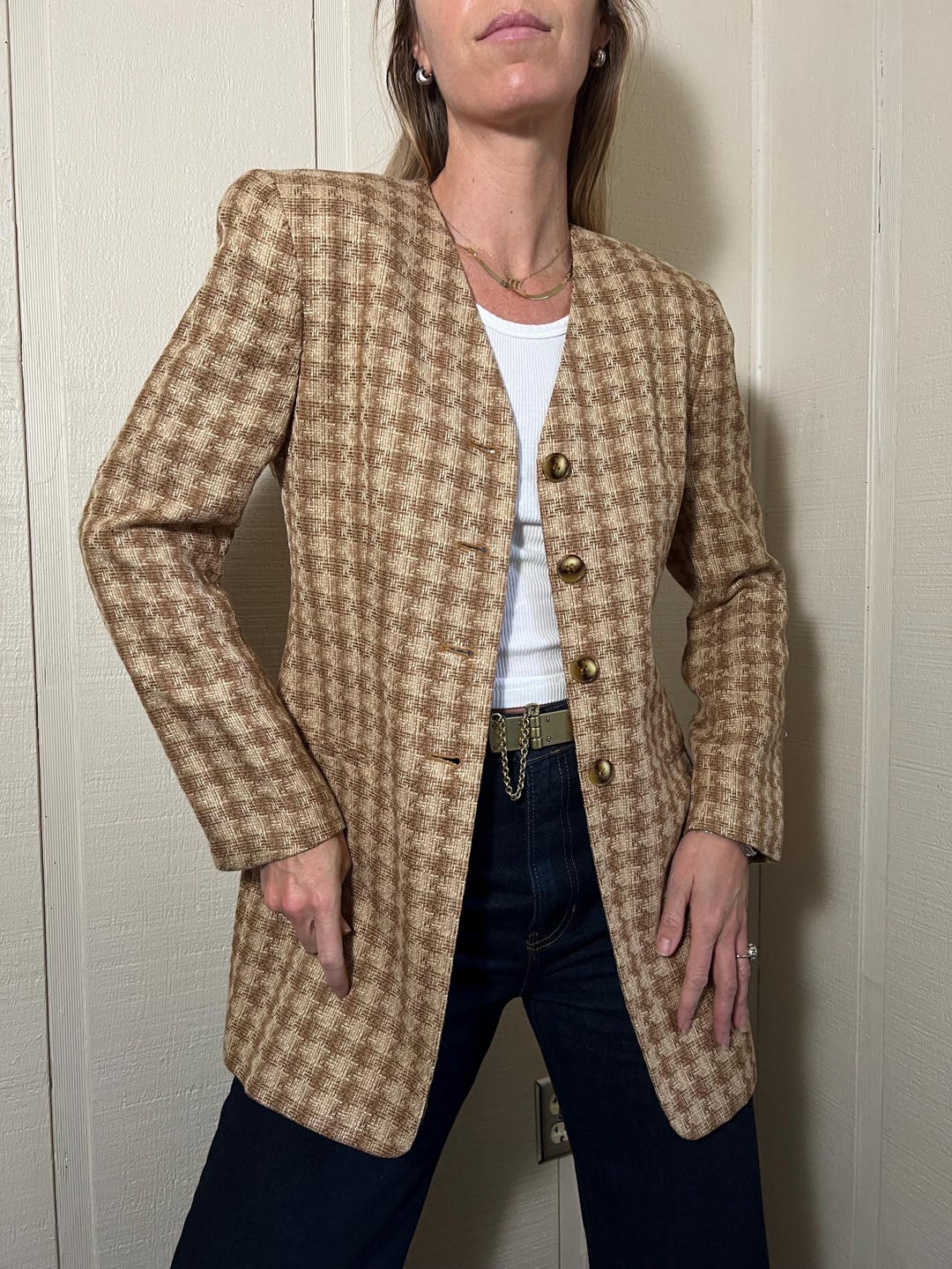 Vtg 90s Jones New York Blazer, Vintage Longline Collarless Blazer ...