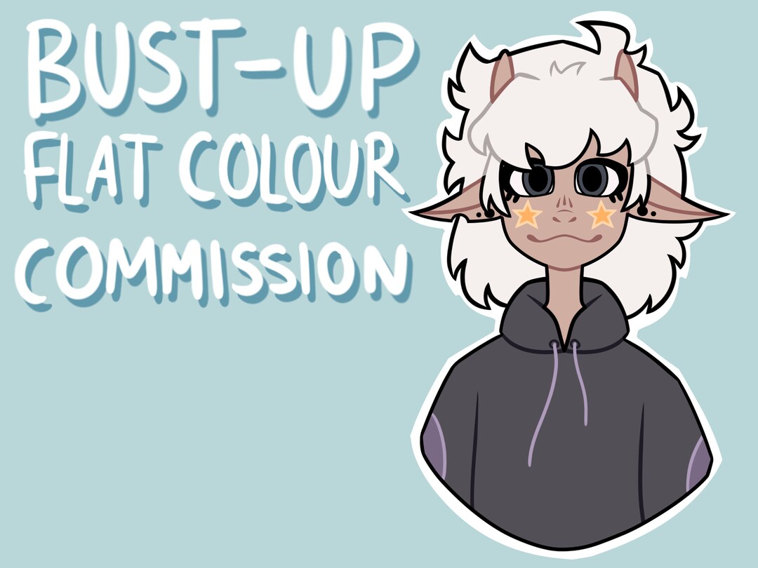 Custom Bust up Digital Art Commission, Flat Color Illustration - Etsy