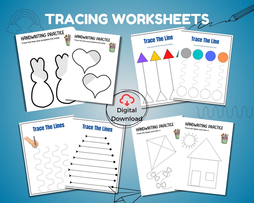 120 Preschool Line Tracing Worksheets Bundle – Numbers, Shapes, Lines ...