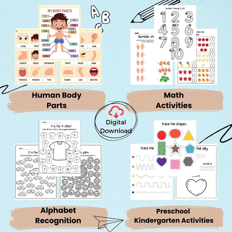 850+ Page Preschool Learning Worksheets Bundle | Printable Toddler ...