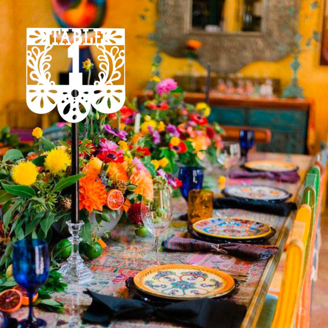 Papel Picado Table Numbers for Mexican Party - Etsy