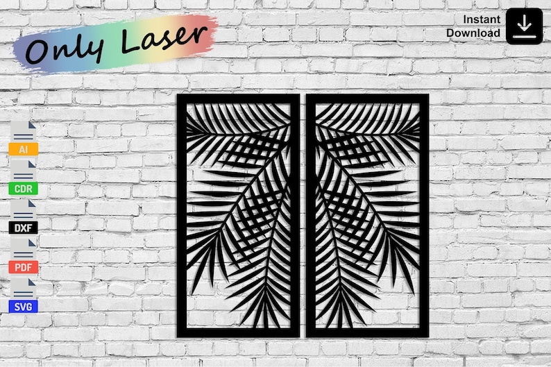 Palm Leaf Panels, Ai, Cdr, Dxf, Pdf, Svg, Vector, Digital Files, Laser, Plasma, Glowforge, CNC ...