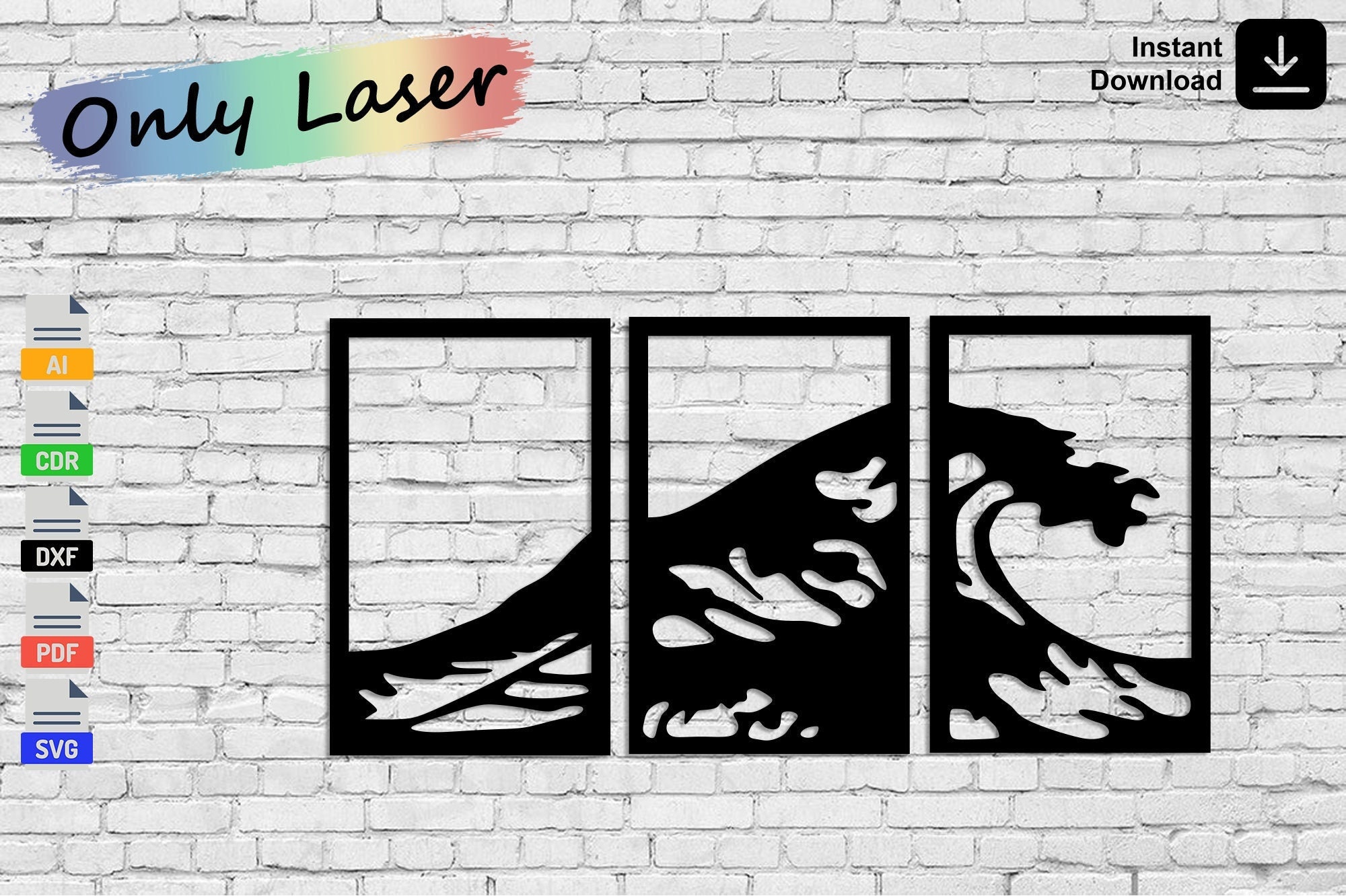 Wave Panels Wall Art, Ai, Cdr, Dxf, Pdf, Svg, Vector, Digital Files ...