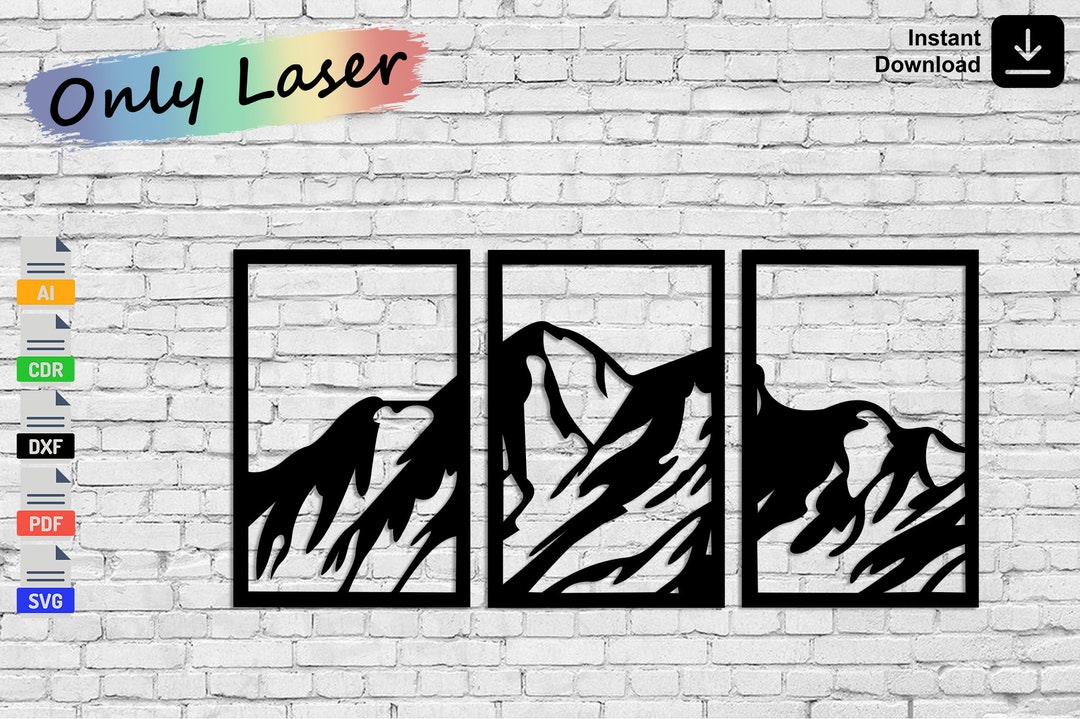 Mountain Panels, Ai, Cdr, Dxf, Pdf, Svg, Vector, Digital Files, Laser ...