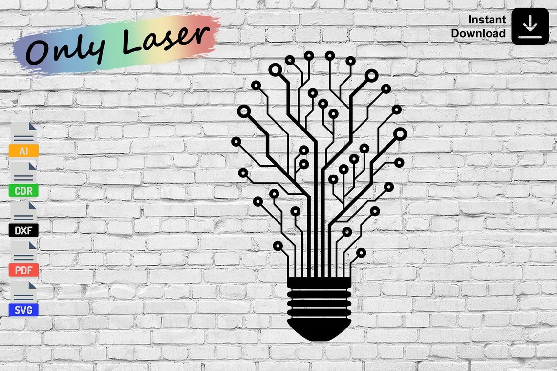 Light Bulb Wall Art, Ai, Cdr, Dxf, Pdf, Svg, Vector, Digital Files ...
