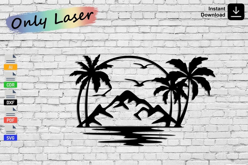 Palm Tree Wall Decor, Ai, Cdr, Dxf, Pdf, Svg, Vector, Digital Files ...