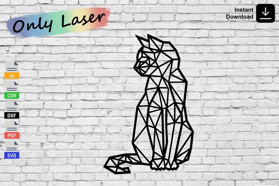 Polygon Cat Wall Art Ai Cdr Dxf Pdf Svg Vector Digital | Etsy
