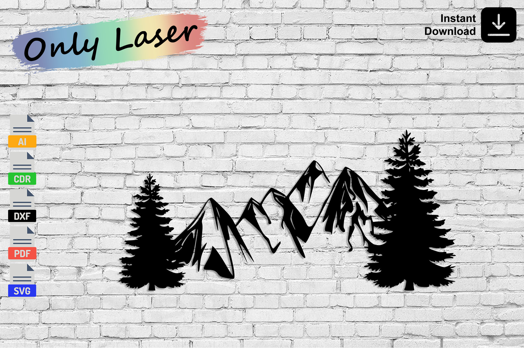 Mountain Trees Art, Ai, Cdr, Dxf, Pdf, Svg, Vector, Digital Files ...