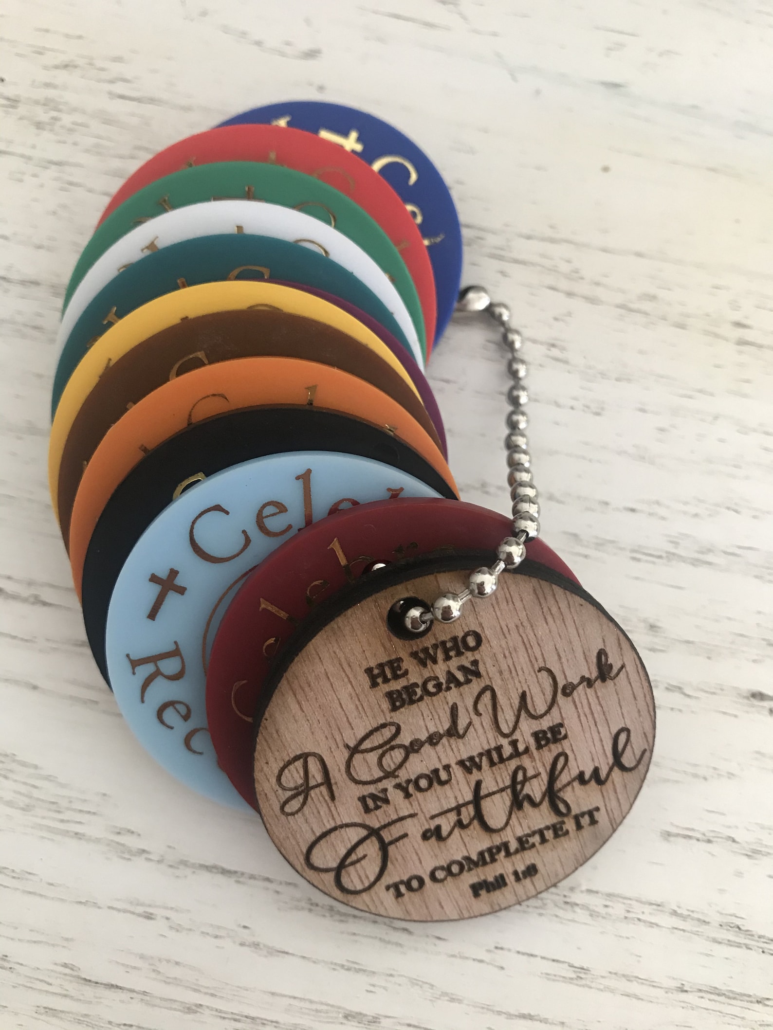 He Who Began a Good Work Wood Tokens, Keychain SVG, Bible Verse SVG ...