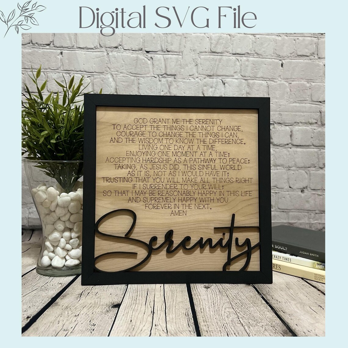 Serenity Prayer SVG, Sobriety Gift, One Day at a Time Recovery Gift ...